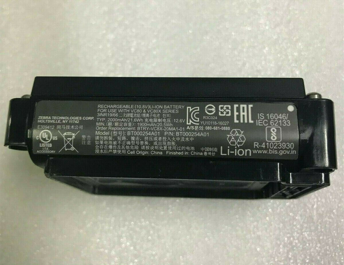 New 1900mAh Battery BT000254A01 For ZEBRA VC80 VC80X BTRY-VC8X-20MA1-0