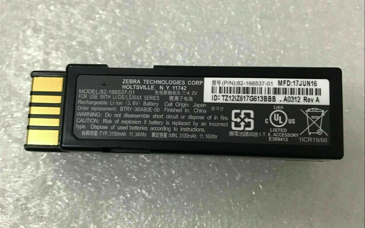 New Battery 82-166537-01 Zebra Scanners LI/DS/LS36XX BTRY-36IAB0E-00